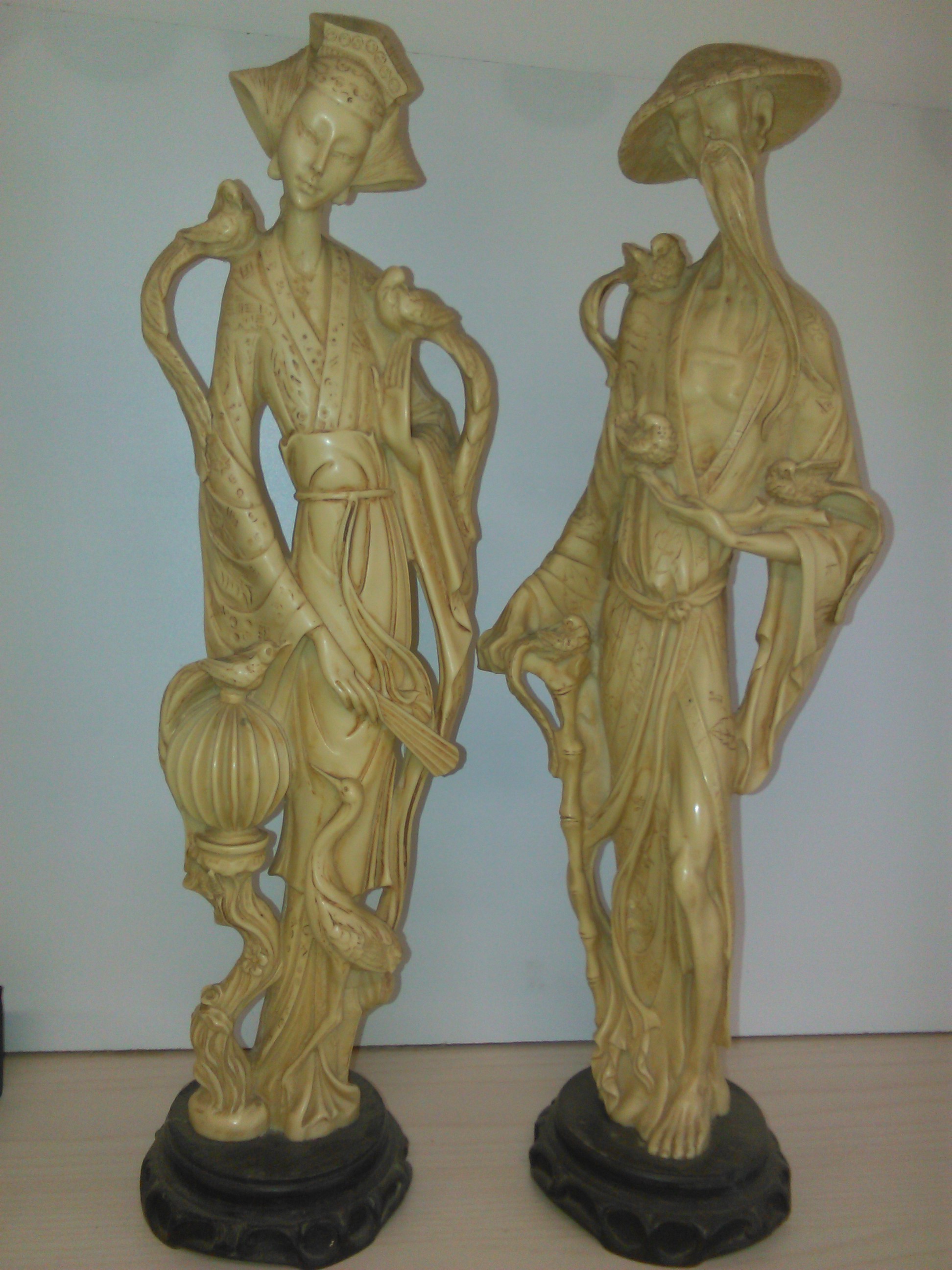 STATUE CINESI COLORE AVORIO ANNI 70 ALTEZZA 50 CM