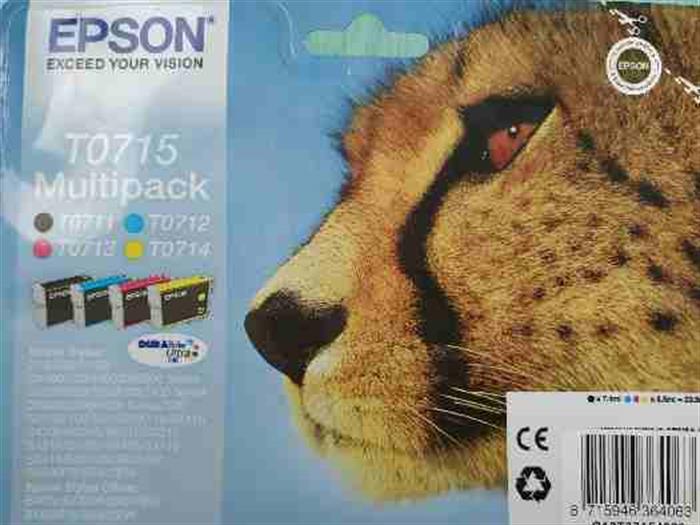 SET 4 CARTUCCE STAMPANTE EPSON T0715 MULTIPACK GHEPARDO