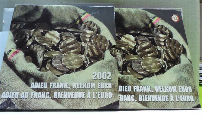 SERIE DIVISIONALE UFFICIALE 8 MONETE EURO BELGIO 2002 PIU' 5 MONETE FRANCHI, FDC