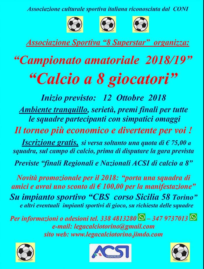 CAMPIONATO AUTUNNALE CALCIO A 8 TORINO