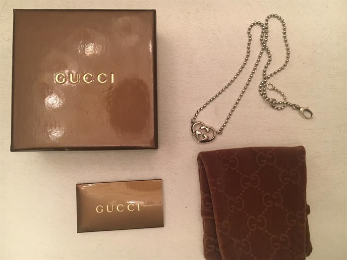 COLLANA ORIGINALE GUCCI LOGO IN ARGENTO