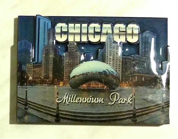 CHICAGO MILLENIUM PARK MAGNETE DA FRIGORIFERO ADESIVO DA VIAGGIO SOUVENIR