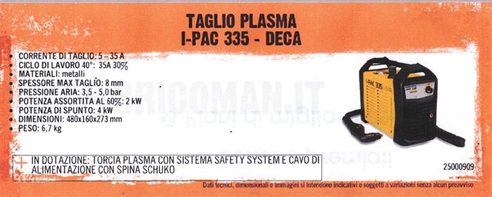 TAGLIO AL PLASMA DECA I-PAC 335