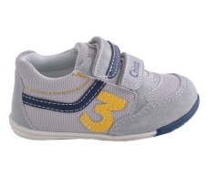  SCARPE CHICCO IN TELA E CAMOSCIO COLORE GRIGIO E GIALLO COD: 0198