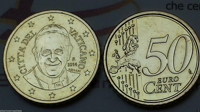 VATICANO 50 CENT. 2014 FDC DA ROTOLINO