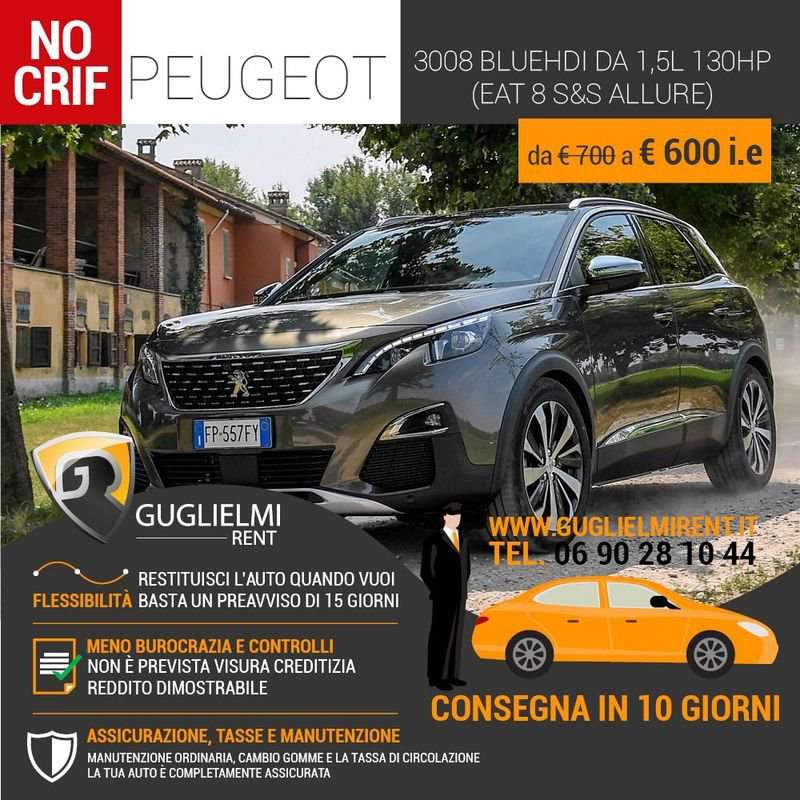 Peugeot 3008BlueHDi AUTOMATICA NOLEGGIO NO CRIF