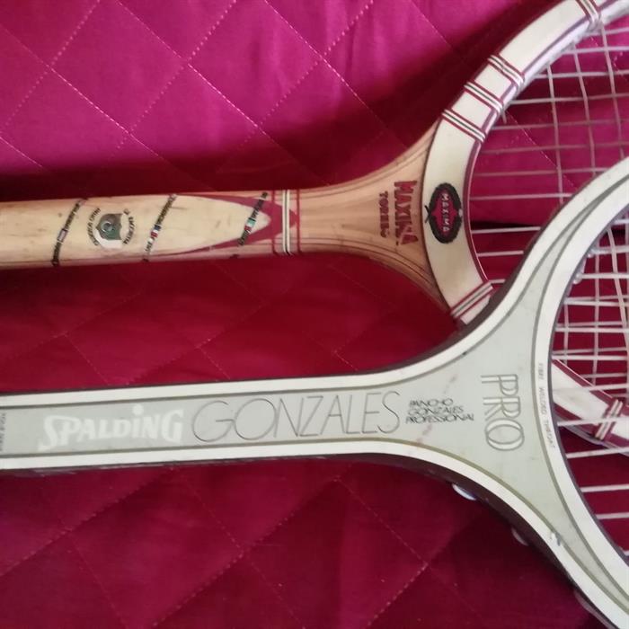 COPPIA RACCHETTE TENNIS IN LEGNO