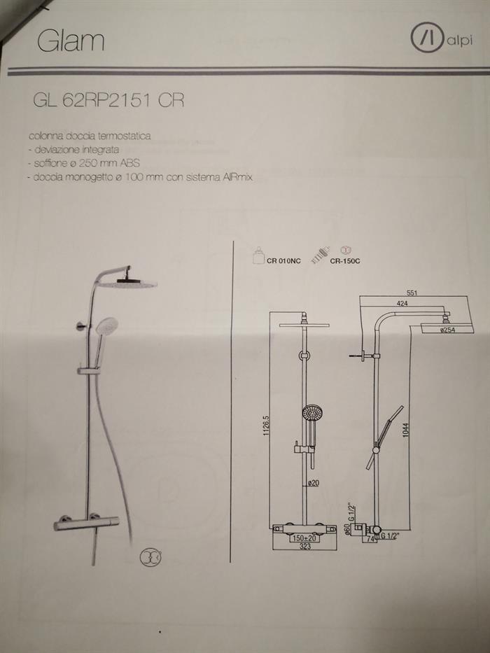 COLONNA DOCCIA TERMOSTATICA GLAM NUOVA