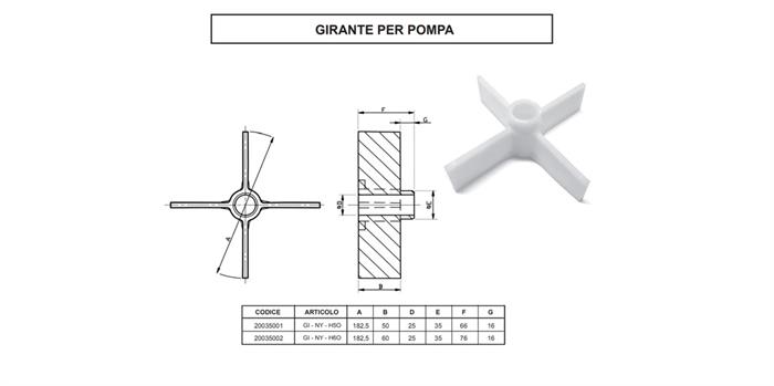 GIRANTE DIRASPATRICE IN NYLON PER POMPA H50 RICAMBIO