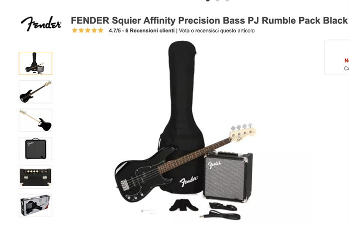 FENDER SQUIER AFFINITY PRECISION BASS PJ RUMBLE PACK BLACK