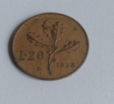 Moneta 20 lire 1958