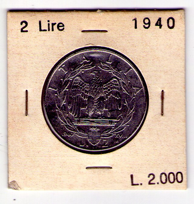 MONETA ANTICA 2 LIRE 1940 ITALIA