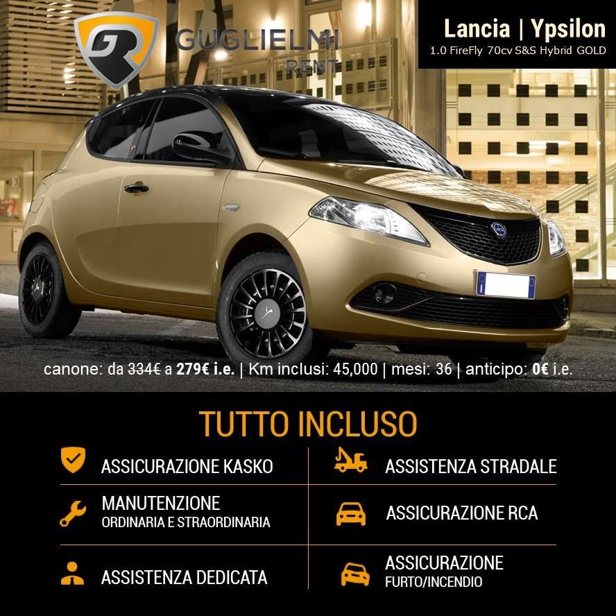 Lancia YpsilonGOLD 279€ FORMULA NOLEGGIO PRONTA CONSEGNA