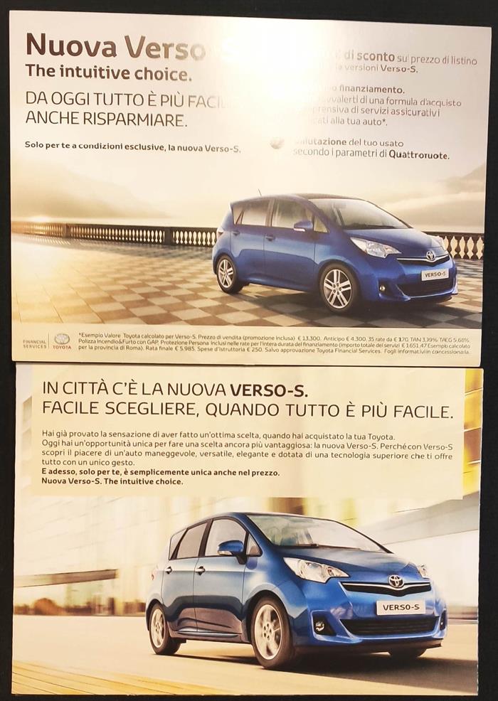 DEPLIANTS DI PRESENTAZIONE DELLA TOYOTA VERSO-S