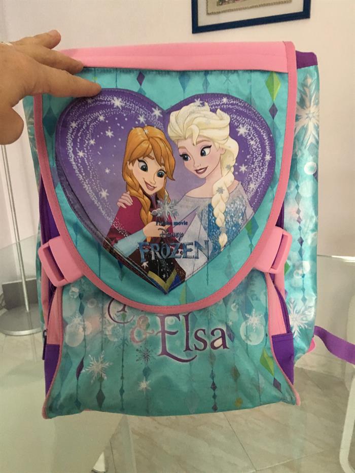 ZAINO SCUOLA ESTENSIBILE DISNEY FROZEN MAGIA DEL CUORE AZZURRO ROSA 31LT