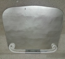 Specchio Antico Vintage di forma Trapezoidale e curva sopra, con inserti in vetro Torchon Murano