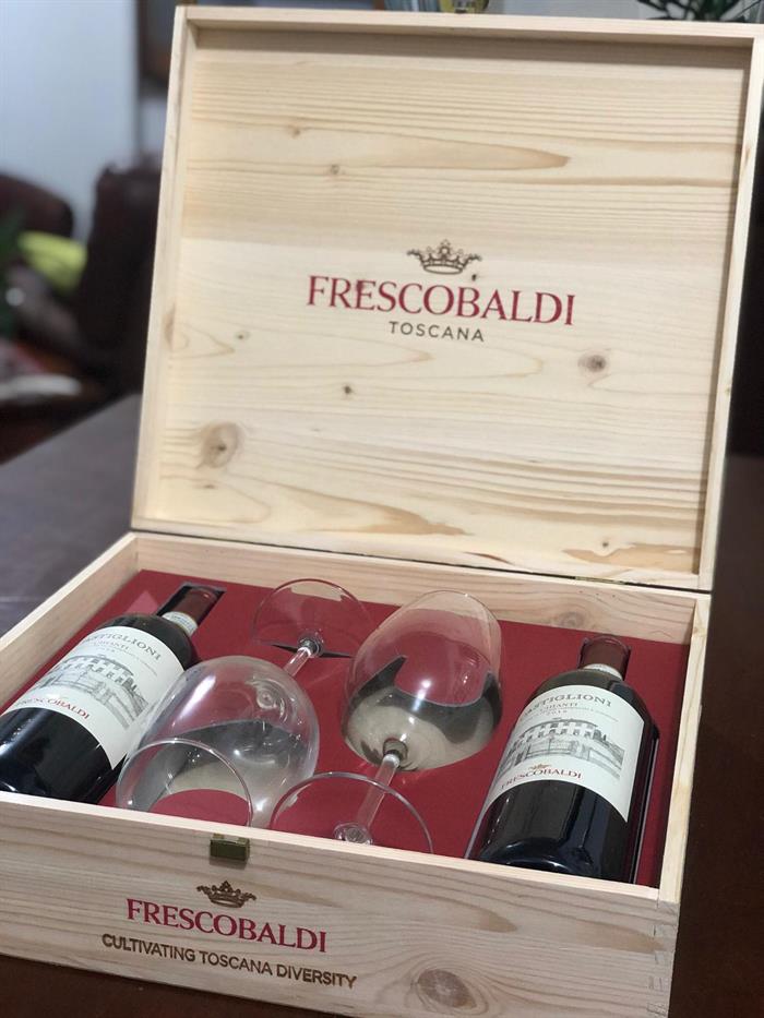 FRESCOBALDI “CASTIGLIONI” 2018 CASSETTA CON DUE BICCHIERI