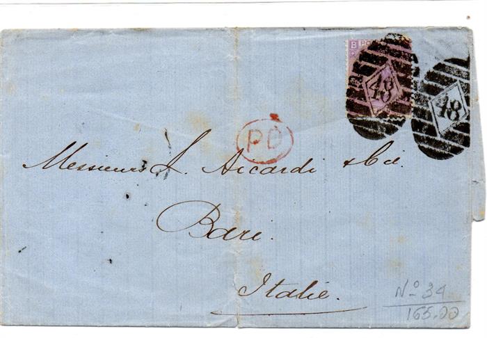 STORIA POSTALE BUSTA GRAN BRETAGNA 1868