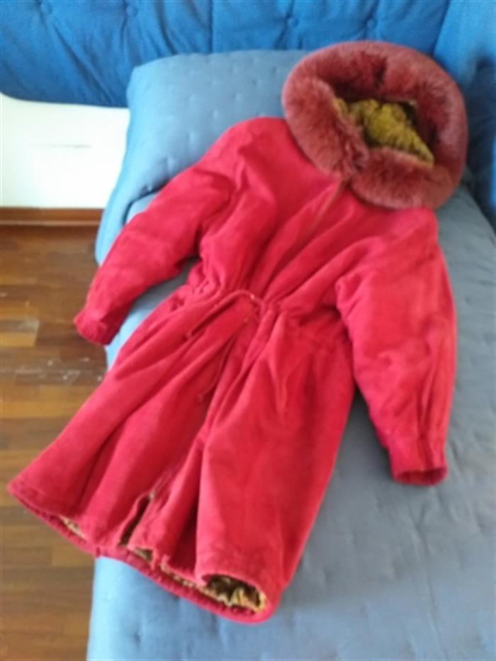 PARKA ROSSO RUBINO IN RENNA E VOLPE