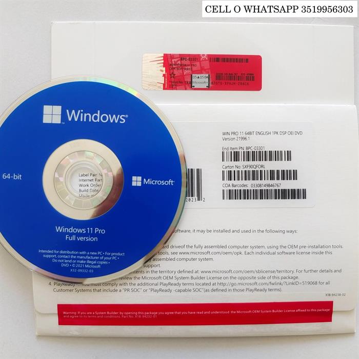 WINDOWS 11 PRO PROFESSIONAL 32/64 BIT LICENZA ORIGINALE KEY