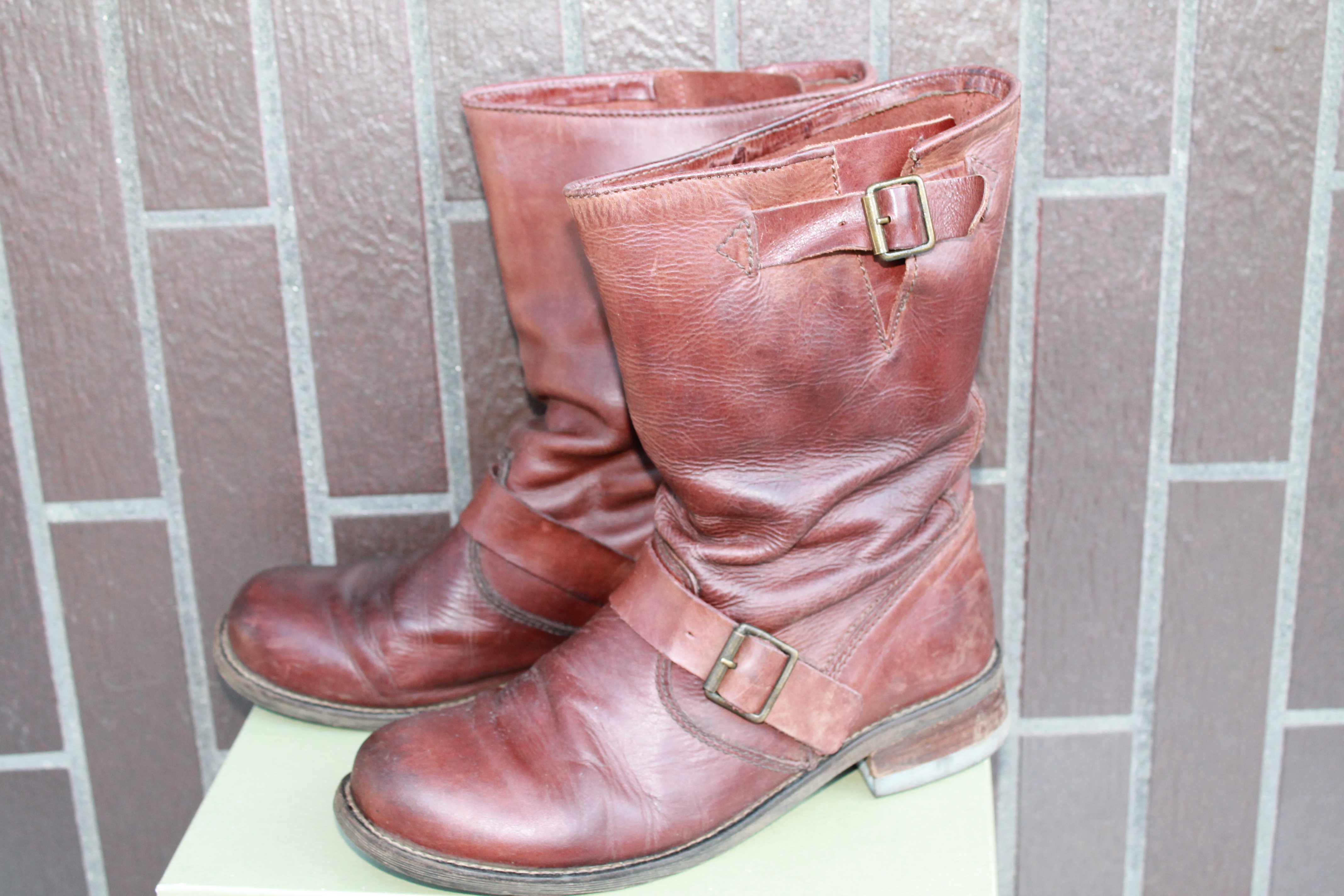 BIKER BOOTS MARRONI IN PELLE N.38