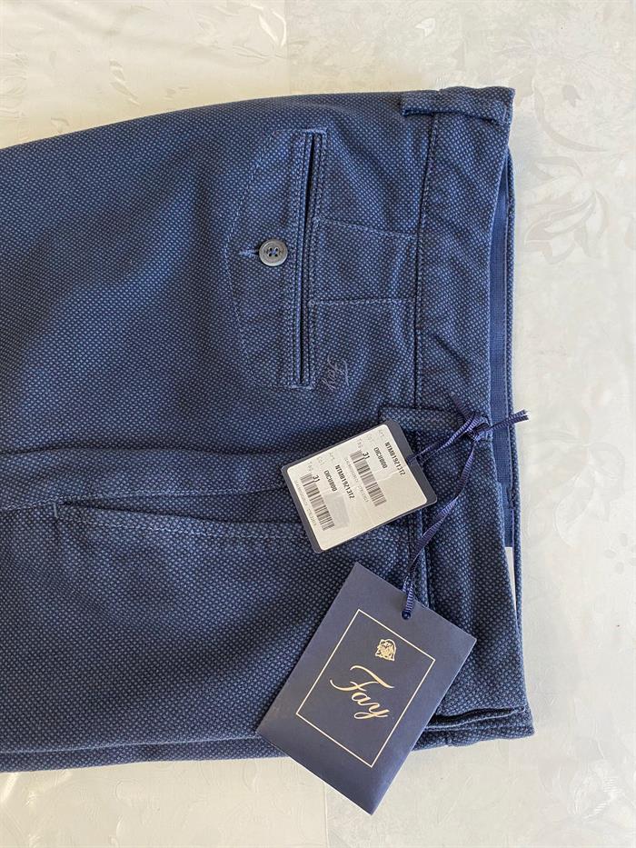 FAY PANTALONE COTONE BLU SCURO RISVOLTO TAGLIA 31 (46 IT)