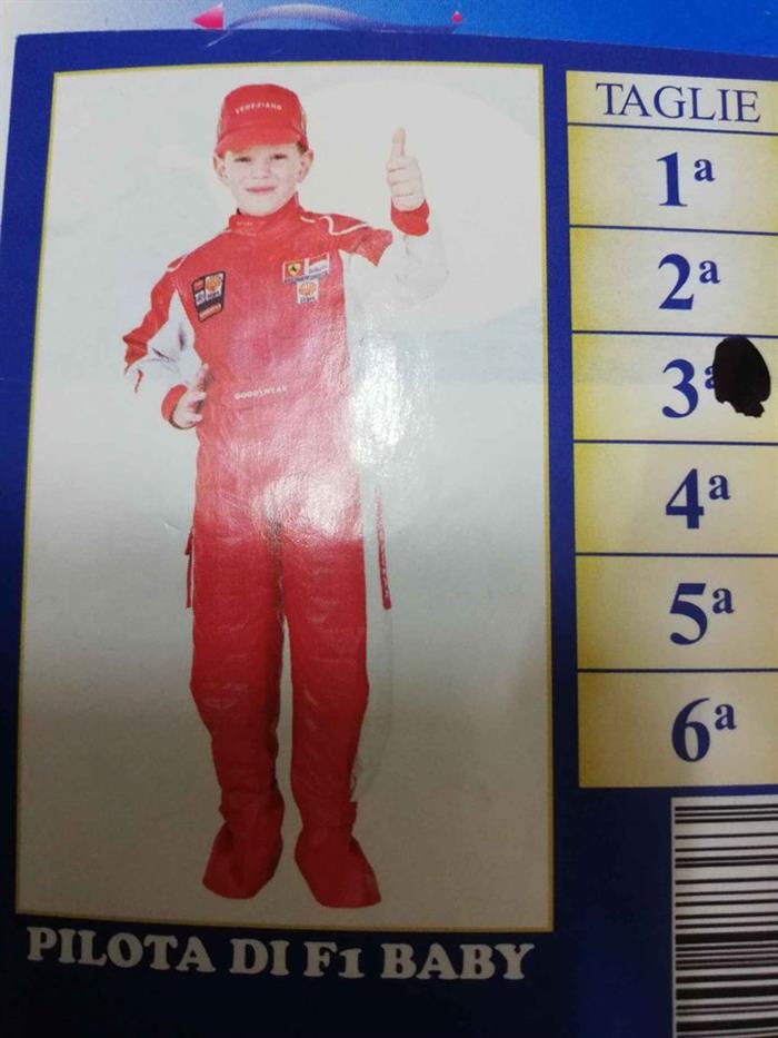 PILOTA FERRARI F1 VESTITO CARNEVALE COSTUME