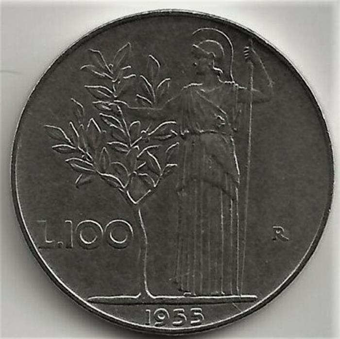 MONETE 100 LIRE MINERVA "MILLESIMO 1955"