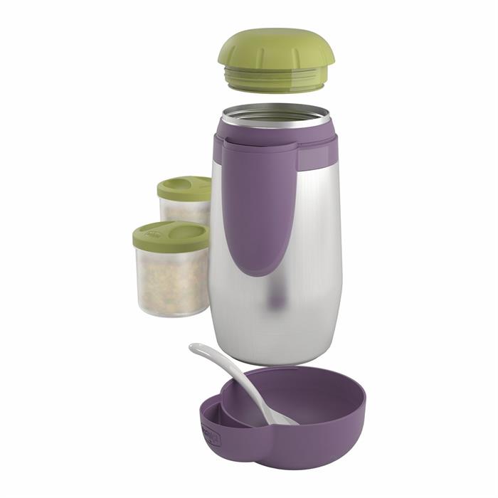 THERMOS PORTABIBERON E VIVANDE IN ACCIAIO CHICCO VIOLA/VERDE NUOVISSIMO