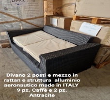 Stock divani, set giardino, sgabelli NUOVI in alluminio aeronautico e rattan di altissima qualità