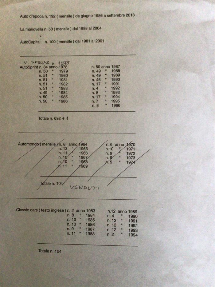 RIVISTE AUTOMOBILISTICHE E NUMERI SPECIALI