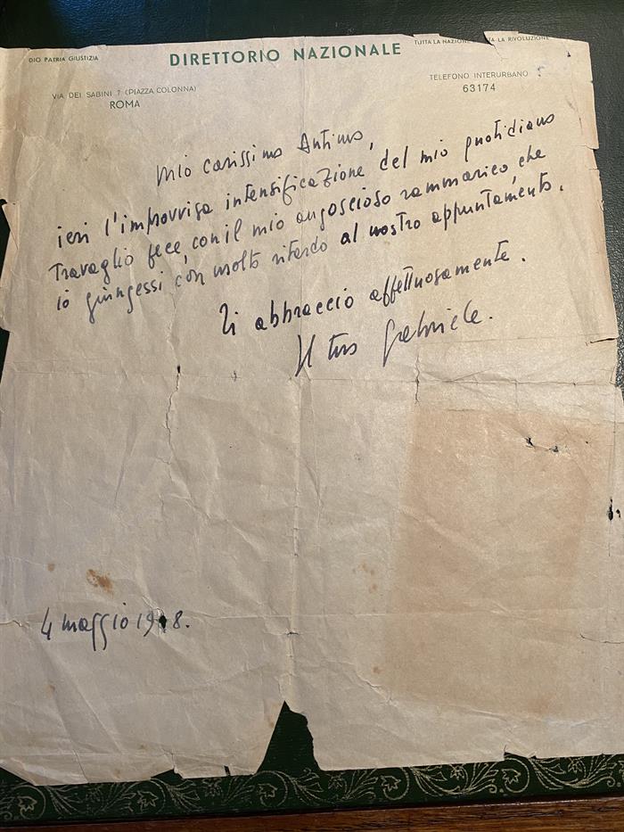 LETTERA AUTOGRAFATA GABRIELE D'ANNUNZIO