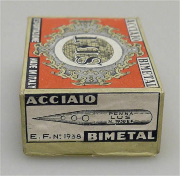 SCATOLA PENNINI LUS BIMETAL IN ACCIAIO N.1931 EF MADE IN ITALY NIBS SIGILLATA