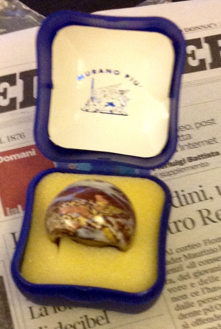 ANELLO MURANO CON FOGLIA D'ORO