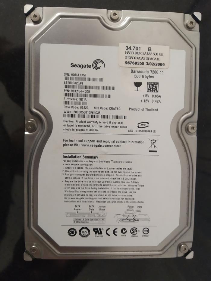 HARD DISK SATA 2 500GB