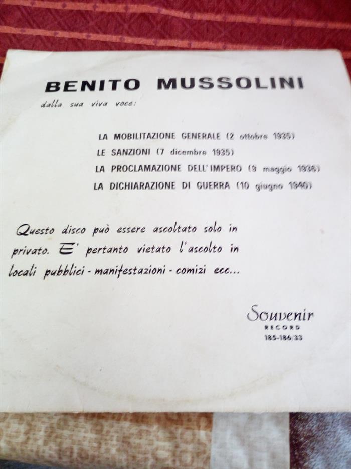 BENITO MUSSOLINI DALLA SUA VIVA VOCE