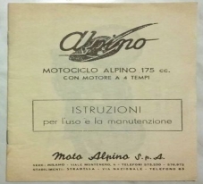 Istruzioni x l'uso e la manutenzione Motociclo Alpino 175 cc. motore a 4 tempi perfetto 