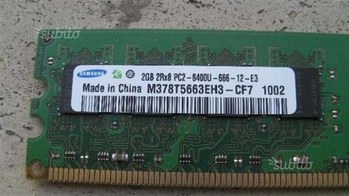 RAM DIMM DDR2 1GB E 2GB PC2-6400 666MHZ SAMSUNG NUOVI