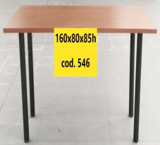 TAVOLO IN ACCIAIO CON PIANO LAMINATO COLOR LEGNO – USATI, IN OTTIMO STATO COD: 0546