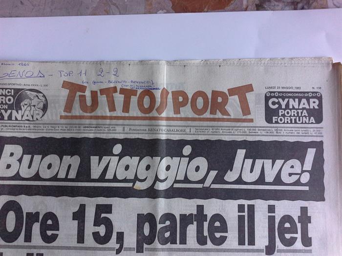 JUVENTUS FINALE COPPA 1983 GIORNALI QUOTIDIANI