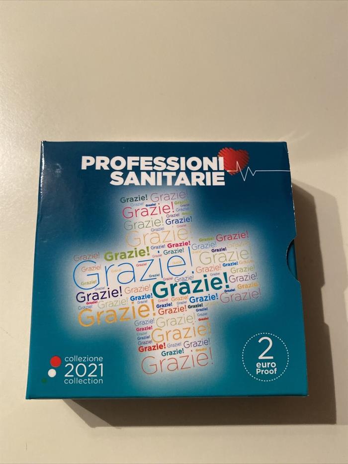 2 EURO ITALIA 2021 - PROFESSIONI SANITARIE - CONFEZIONE PROOF IN SCATOLA E CERTIFICATO