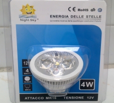 10 x Faretto MR16 - 4 led - Luce Calda 3000K - 4W 12Vdc