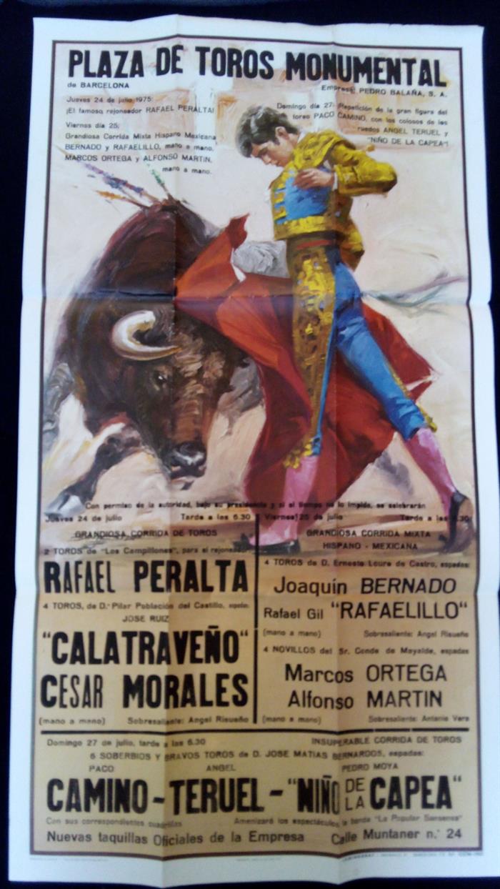 LOCANDINA ORIGINALE CORRIDA SPAGNA 1975.