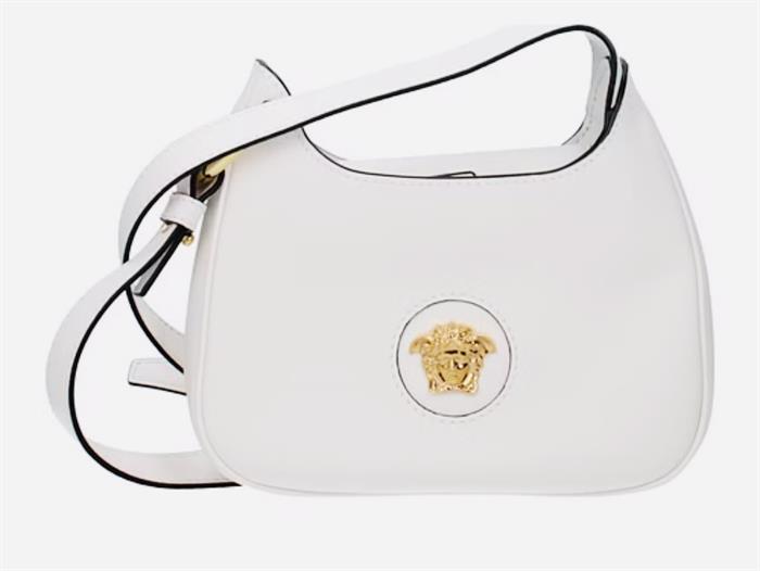 VERSACE BORSA MEDUSA HOBO TRACOLLA IN PELLE BIANCO E ORO