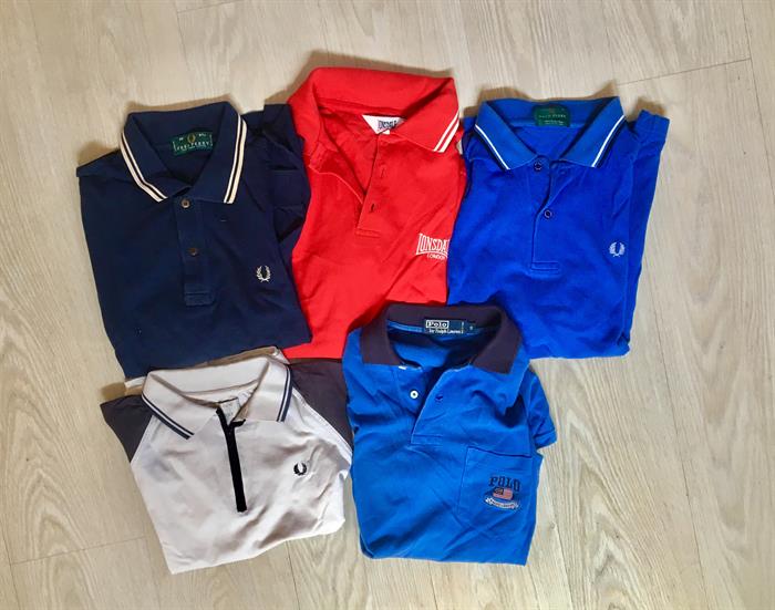 5 MAGLIETTE ORIGINALI FRED PERRY, POLO RALPH LAUREN E LONSDALE