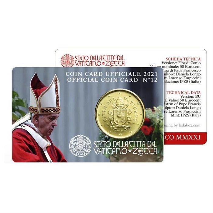 2021 COIN CARD VATICANO 50 CENT. "PAPA FRANCESCO" N.12