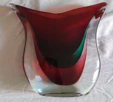 Vaso in vetro di Murano attribuito a Flavio Poli Italia anni '50.
