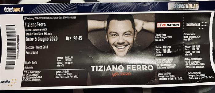 BIGLIETTO SINGOLO PRATO GOLD TIZIANO FERRO