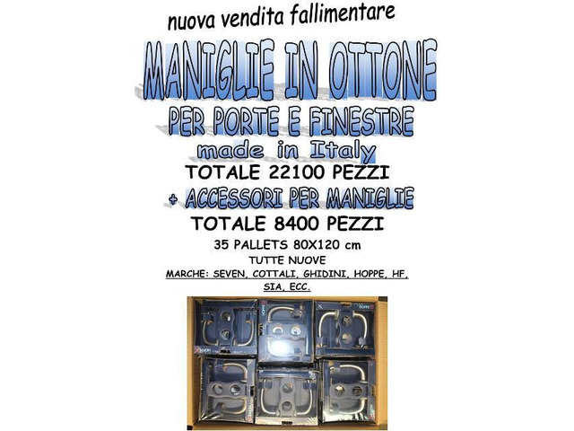 Stock maniglie in ottone per porte e finestre 22100 pz Made in Italy