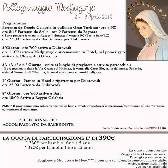 PELLEGRINAGGIO A MEDJUGORJE BUS E NAVE